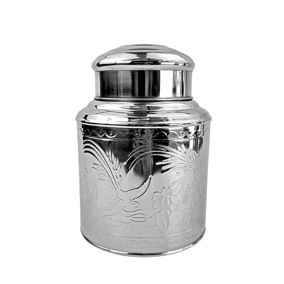 Stainless Embossed Tea Caddy 500g – The Denman Island Tea Company